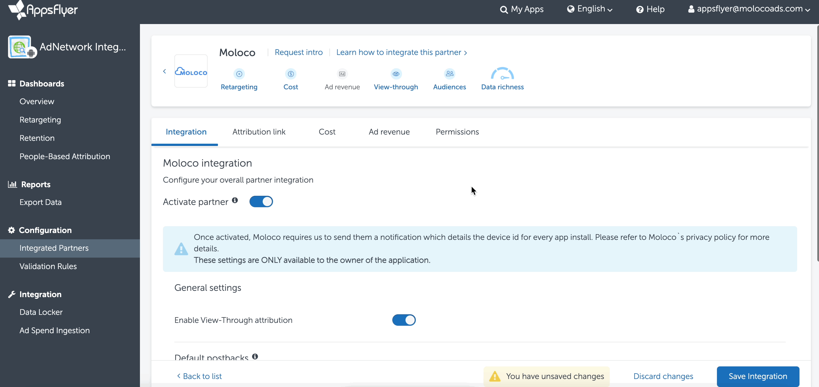 AppsFlyer Postback Setup Moloco DSP Help Center